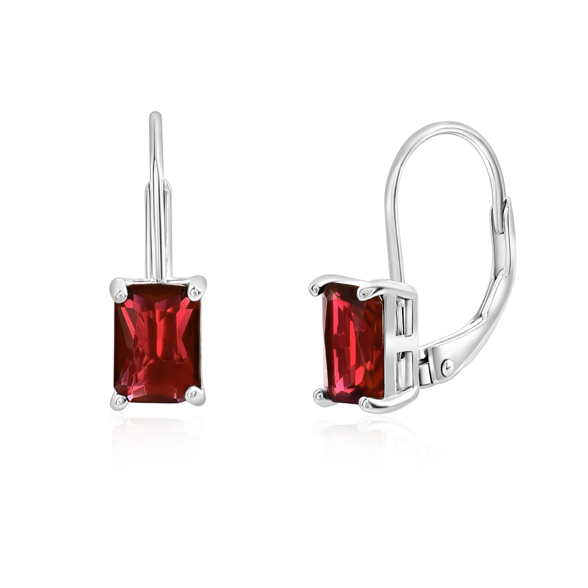 925 Sterling Silver Emerald Cut Created Red Ruby Earrings – Donatello Gian