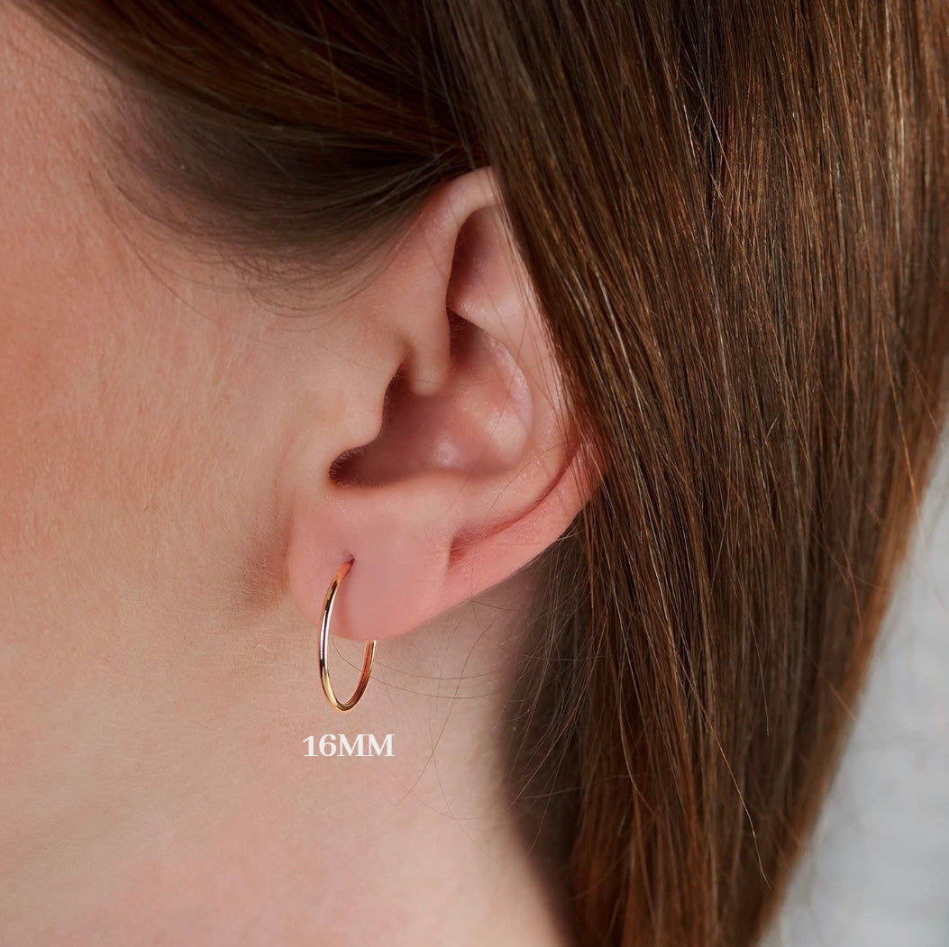 14K Yellow Gold 12mm Endless Hoop Earrings Women s