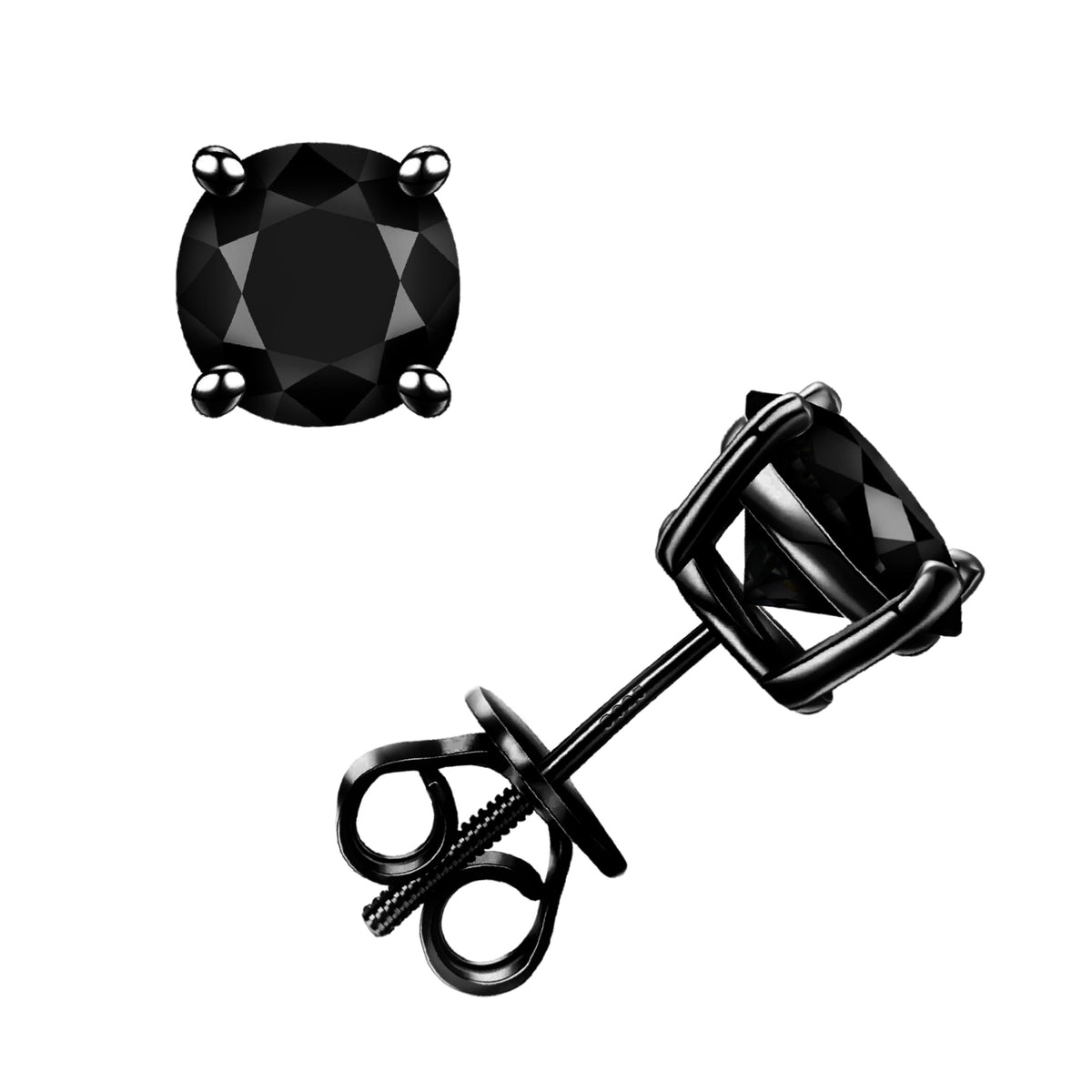 Black Rhodium Created Onyx Screwback Studs – Donatello Gian